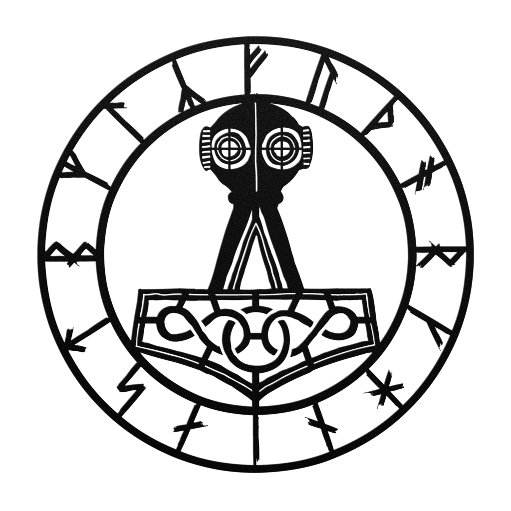Rune Circle Mjölnir – Authentic Viking Metal Wall Art – Thor’s Hammer ...